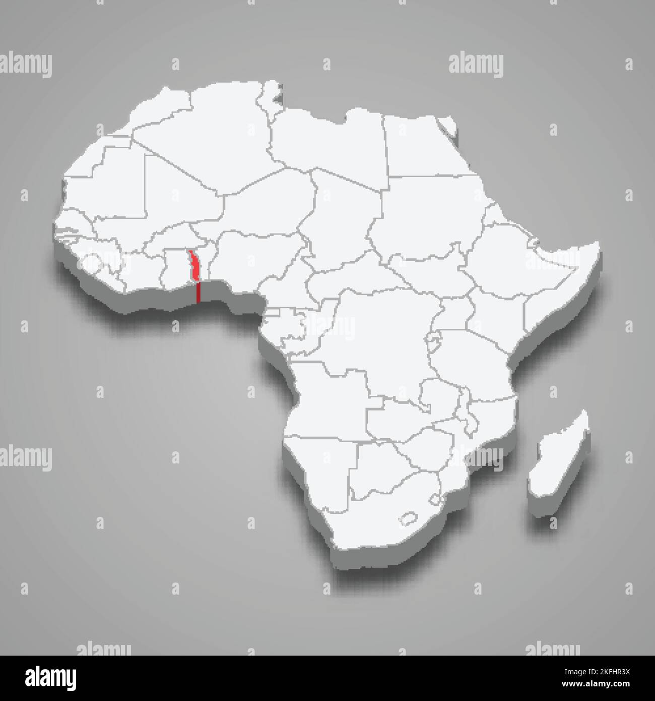 Togo country location within Africa. 3d isometric map Stock Vector ...