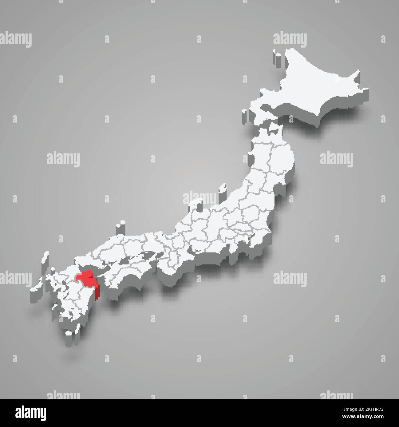 Oita region location within Japan 3d isometric map Stock Vector Image ...