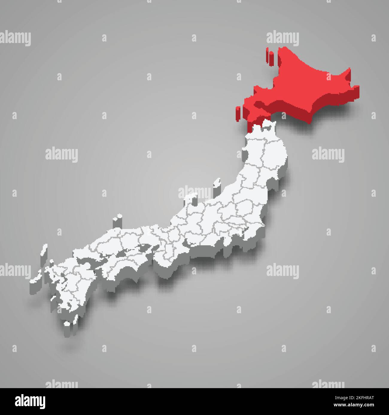 Hokkaido region location within Japan 3d isometric map Stock Vector ...