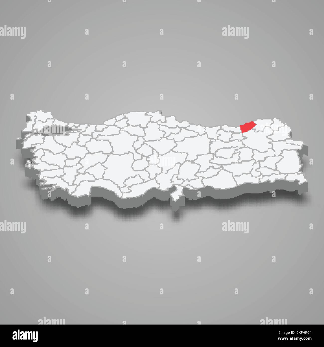 Rize region location within Turkey 3d isometric map Stock Vector Image ...