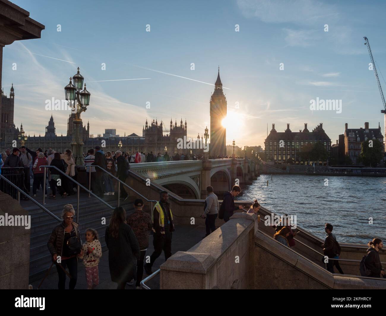 Elizabeth Tower or Big Ben in silouette as the sun sets over London ...