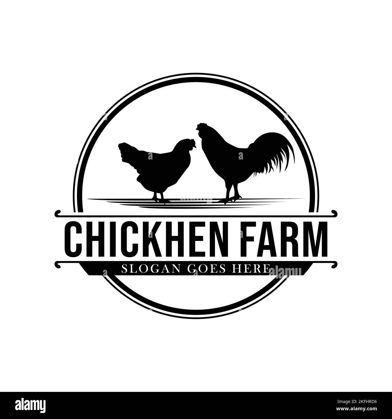 Chicken farm logo vector. Cattle farm logo on white background Stock ...