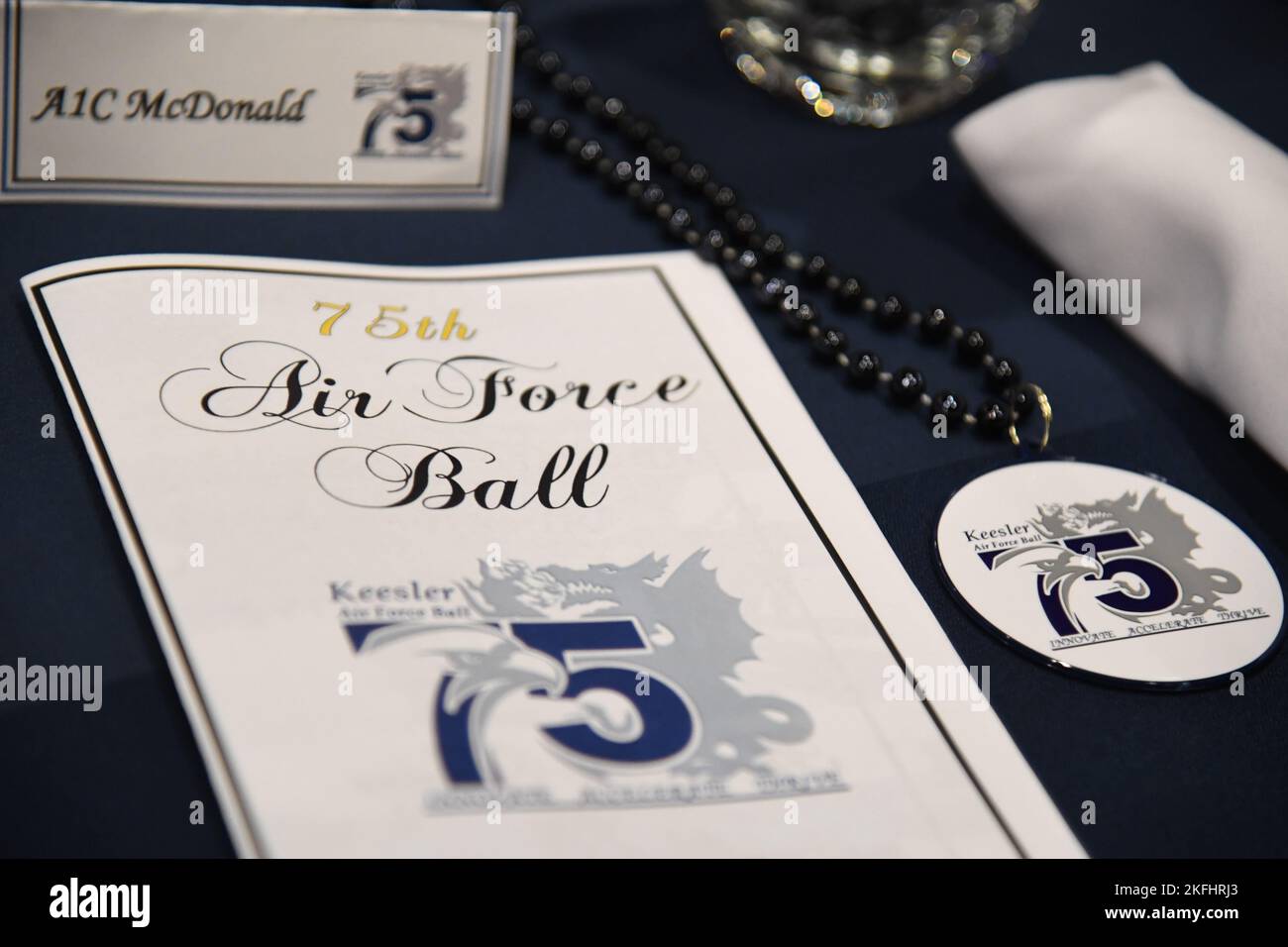 An event program is displayed during the Keesler Air Force Ball inside the IP Casino Resort Spa ...