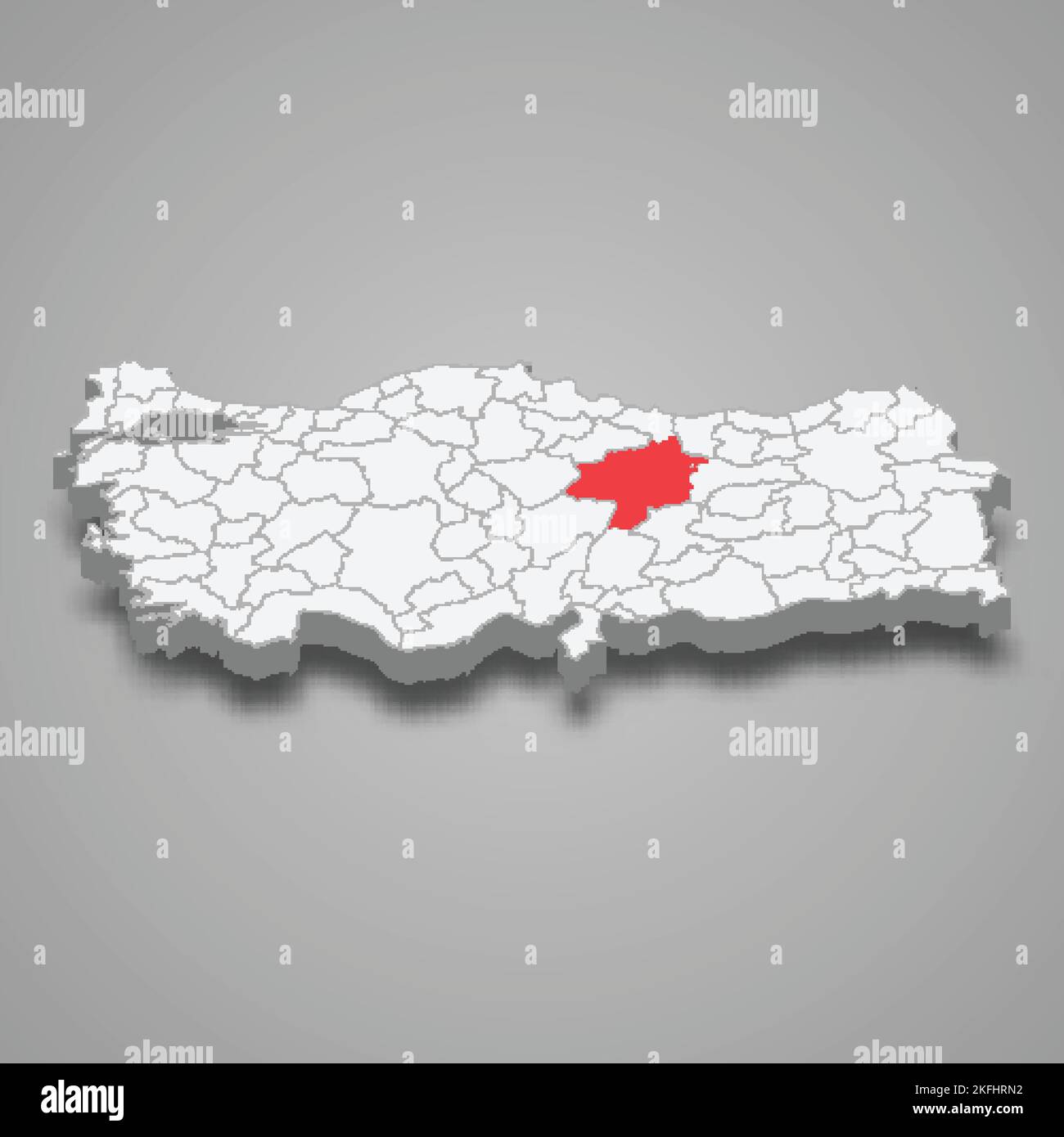 Sivas region location within Turkey 3d isometric map Stock Vector Image ...