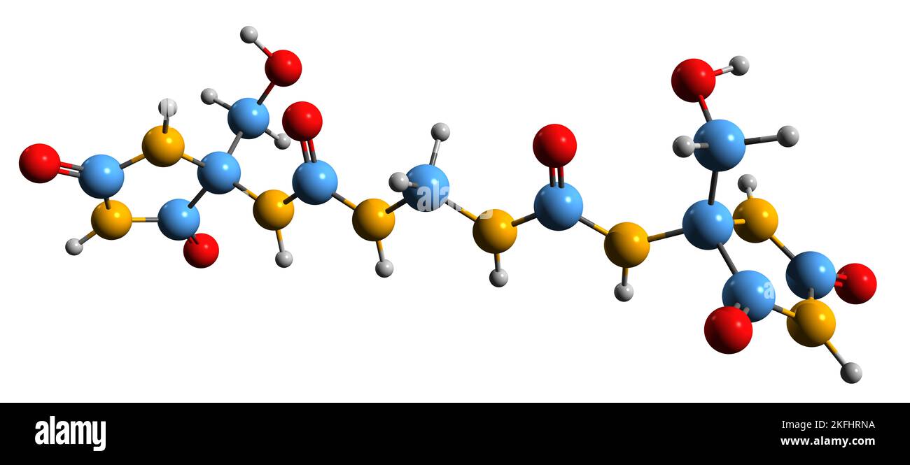 3D image of Imidazolidinyl urea skeletal formula - molecular chemical ...