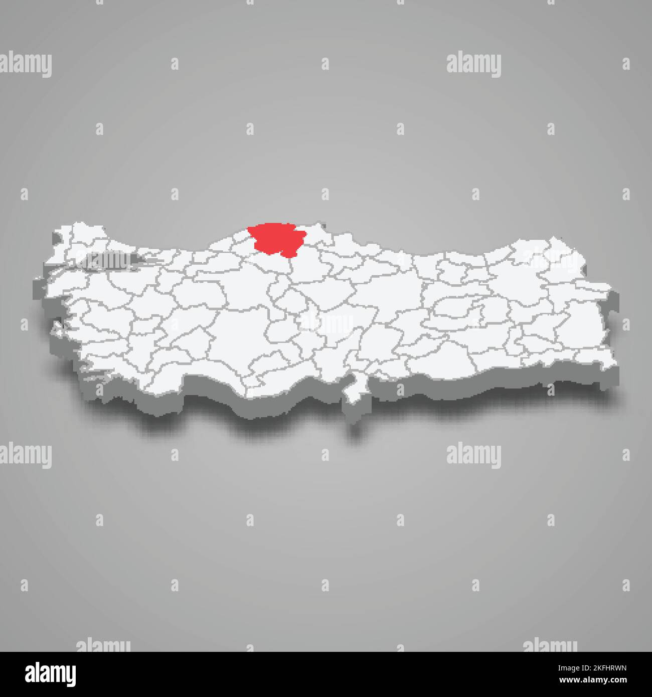 Kastamonu region location within Turkey 3d isometric map Stock Vector ...