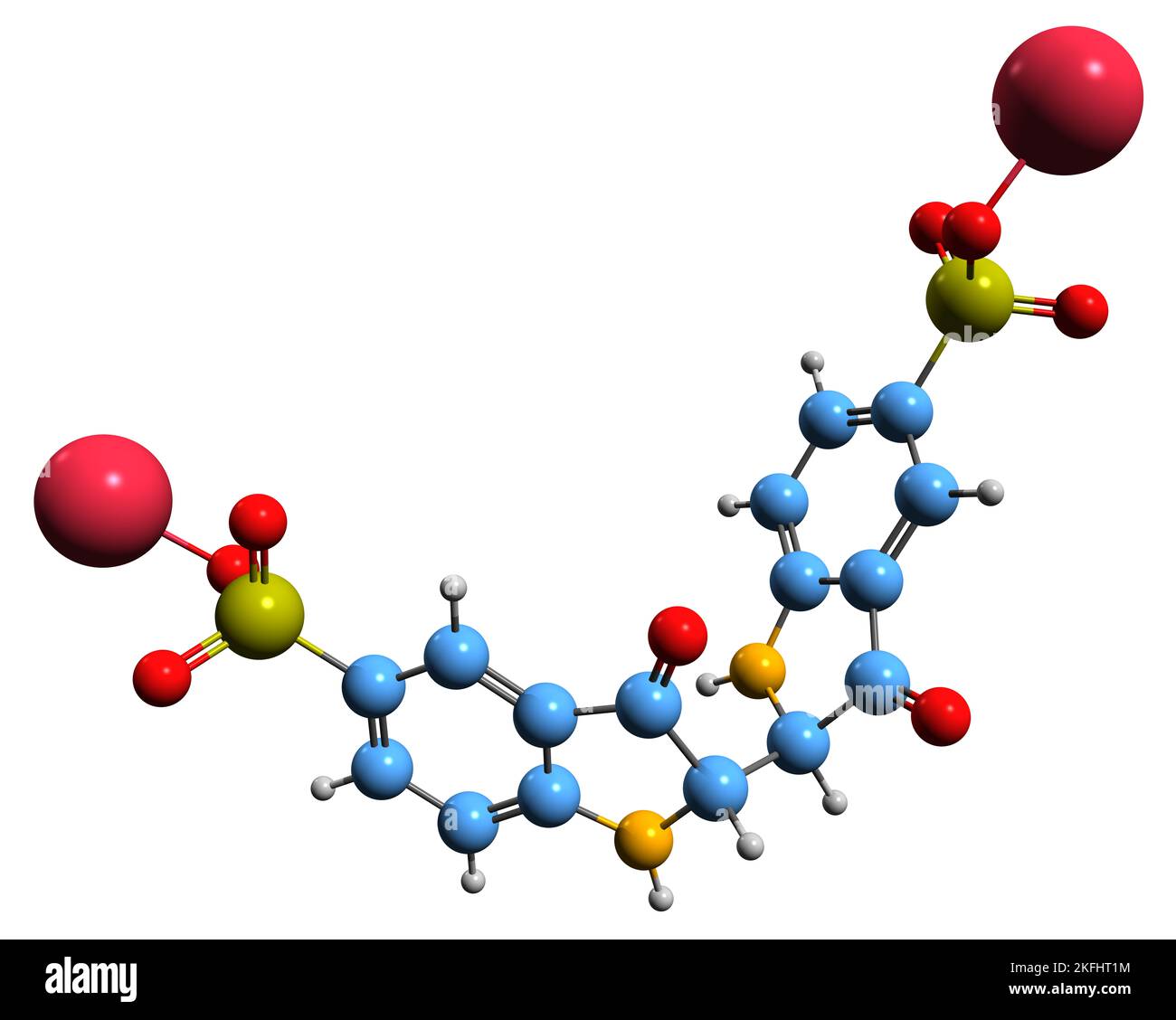 3D image of Indigo carmine skeletal formula - molecular chemical ...