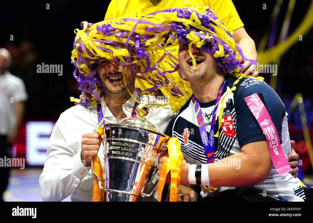 England head coach Tom Coyd (left) and Tom Halliwell celebrate with the ...