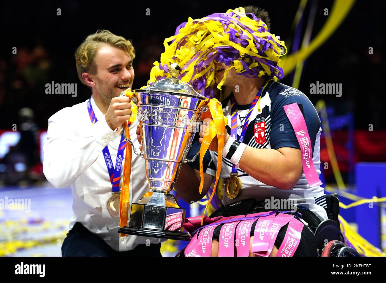 England head coach Tom Coyd (left) and Tom Halliwell celebrate with the ...