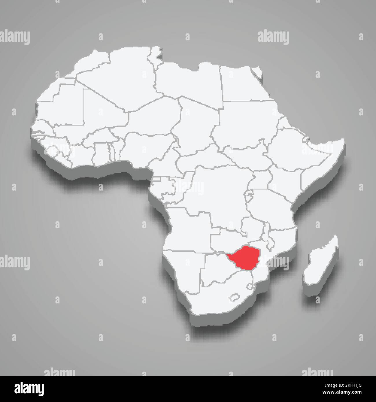 Zimbabwe country location within Africa. 3d isometric map Stock Vector ...