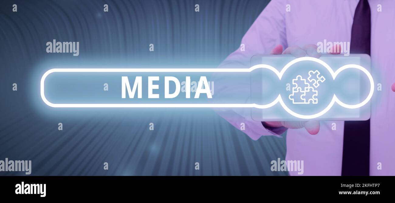 Conceptual display Media, Conceptual photo communication outlets or ...