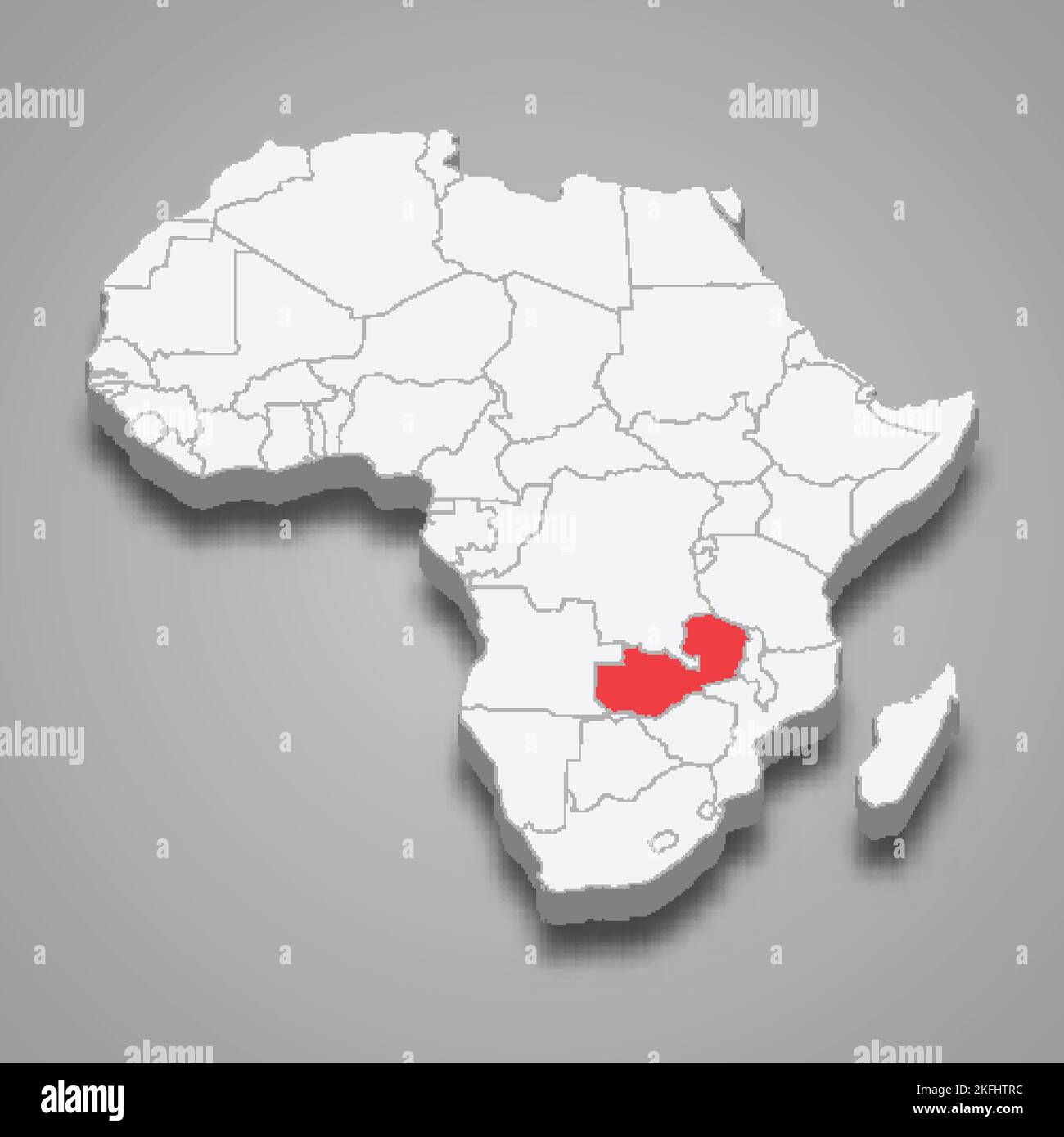 Zambia country location within Africa. 3d isometric map Stock Vector ...