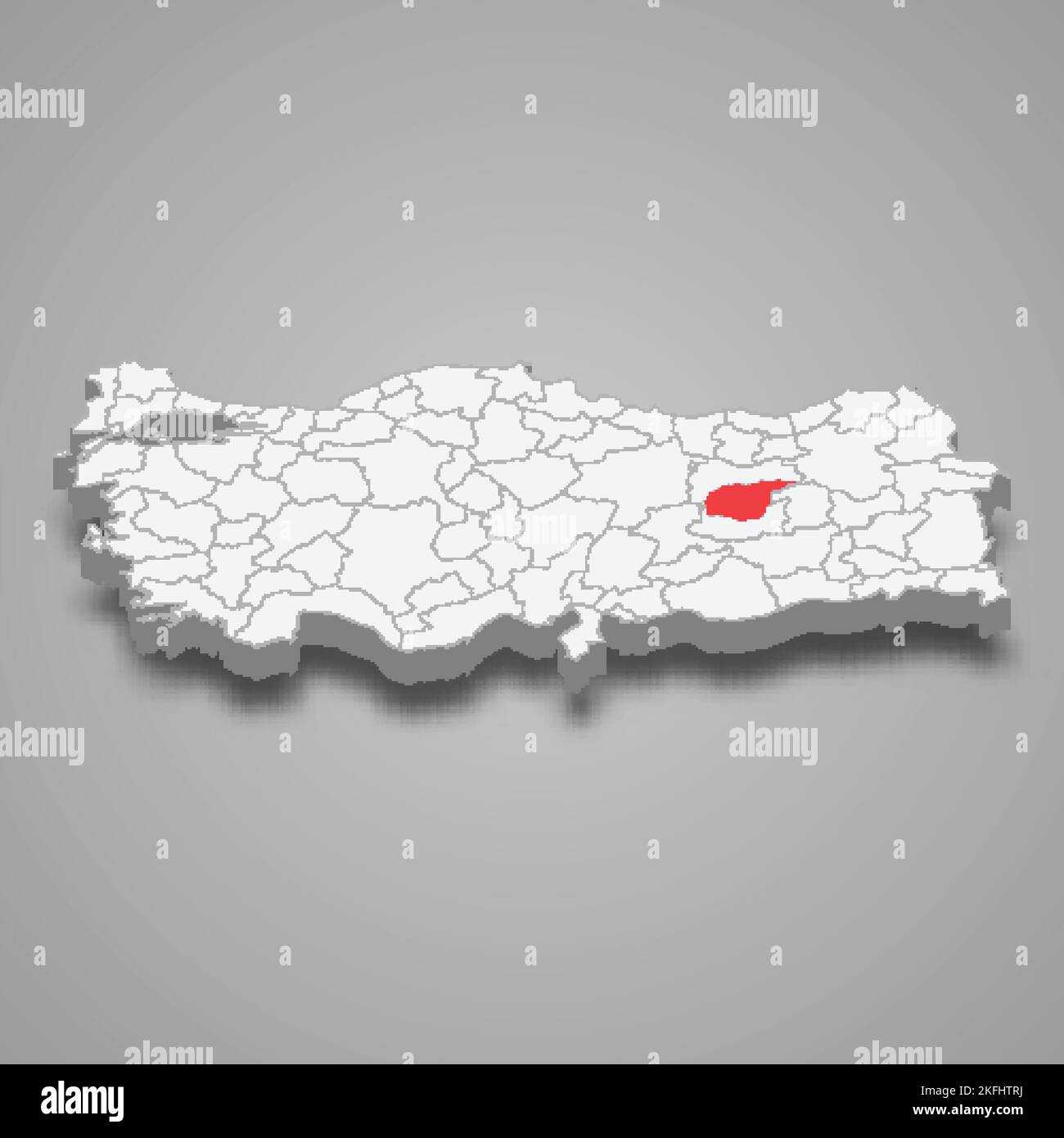 Tunceli region location within Turkey 3d isometric map Stock Vector ...