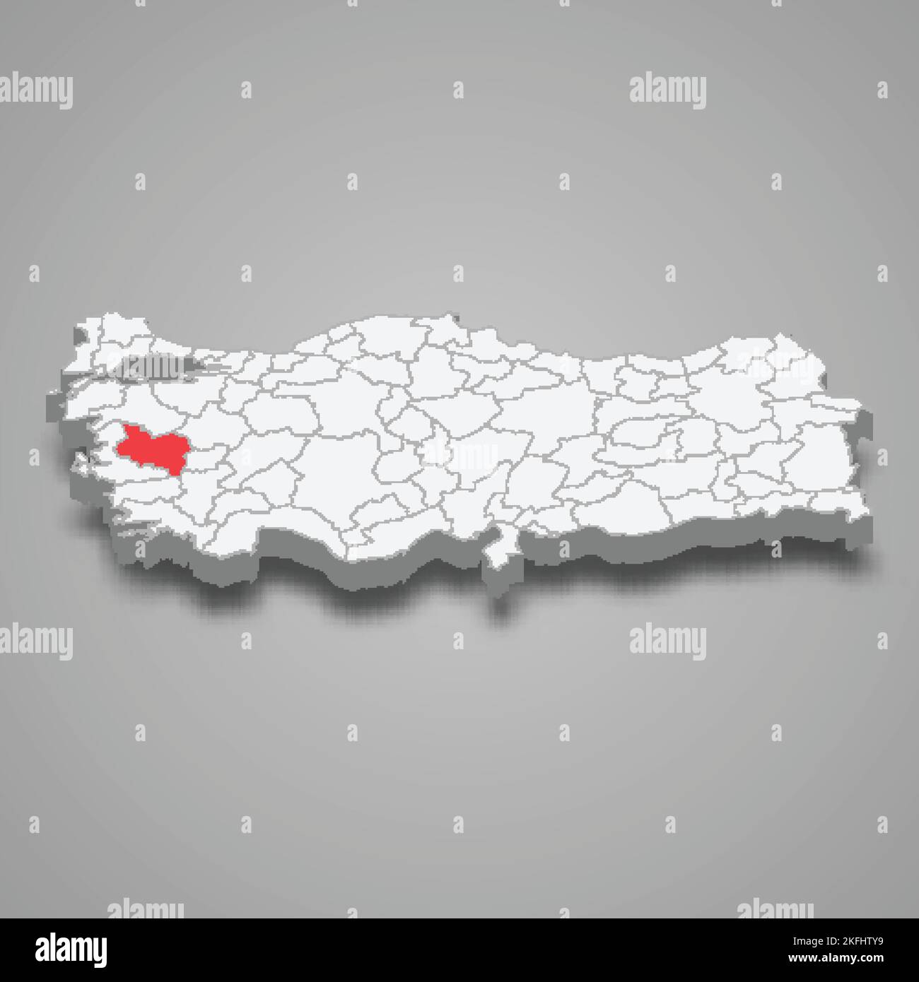 Manisa region location within Turkey 3d isometric map Stock Vector ...