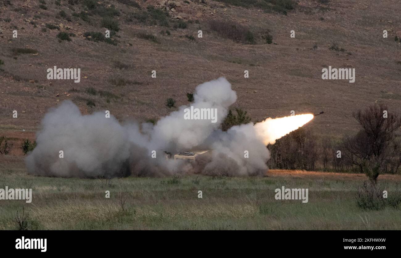 A M270A1 MLRS (Multiple Launch Rocket Systems) from Fort Sill’s 3rd ...
