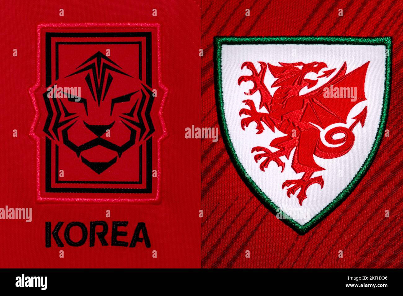 Close up of National Football team crest on home kit. FIFA World Cup ...