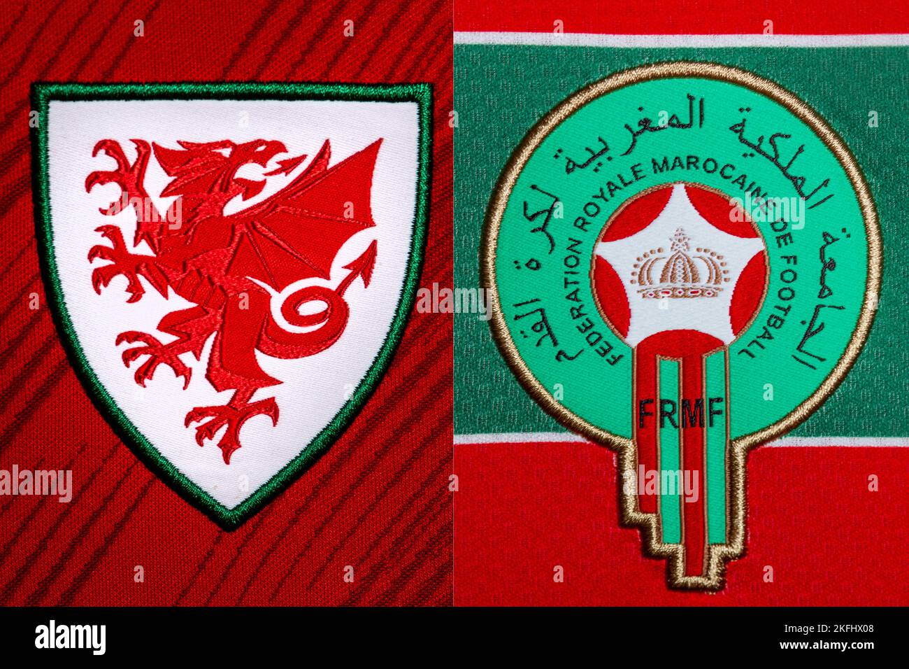 Close up of National Football team crest on home kit. FIFA World Cup ...