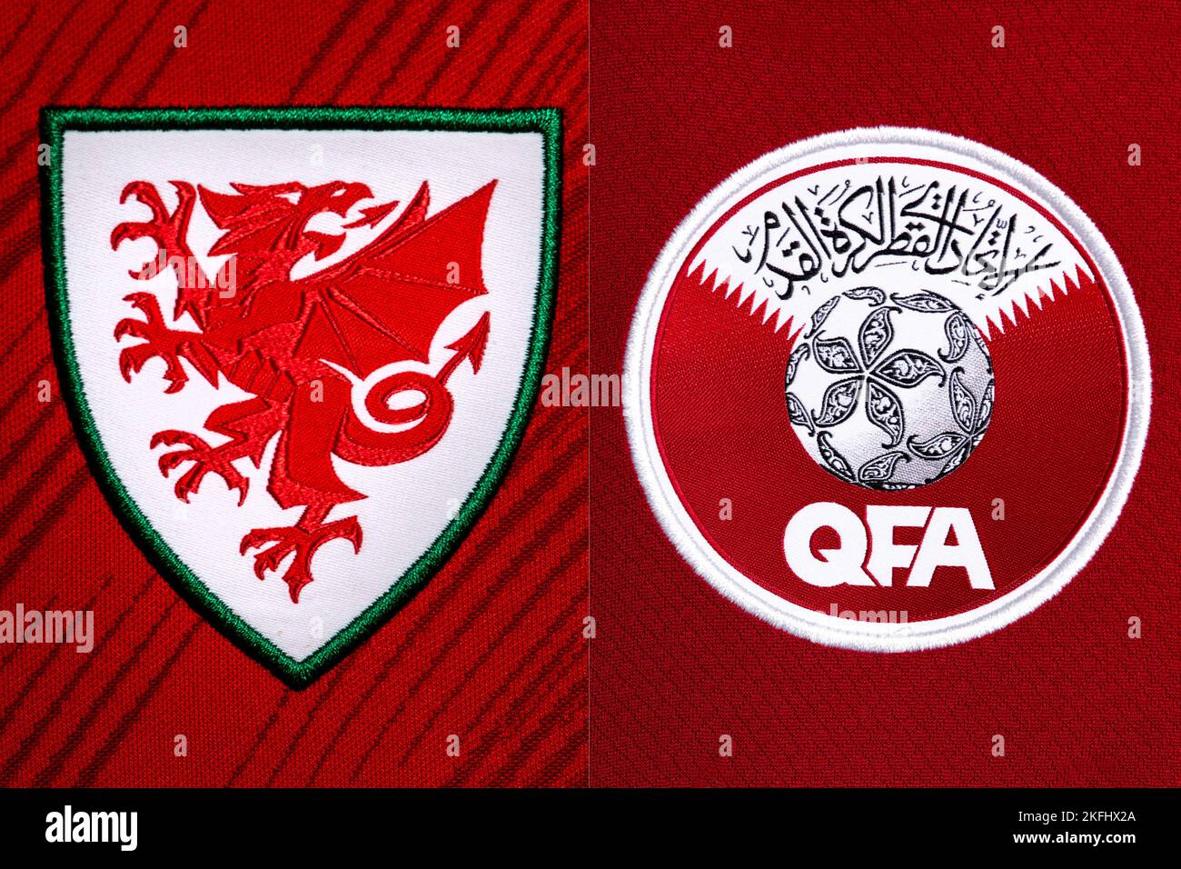 Close up of National Football team crest on home kit. FIFA World Cup ...