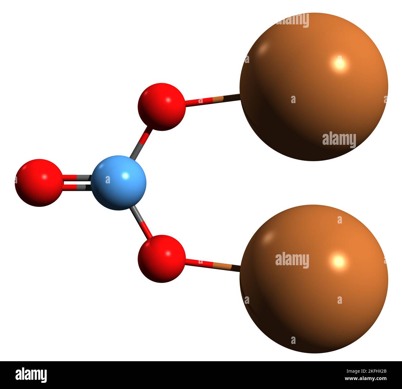 3D image of Potassium carbonate skeletal formula - molecular chemical structure of pearl ash ...
