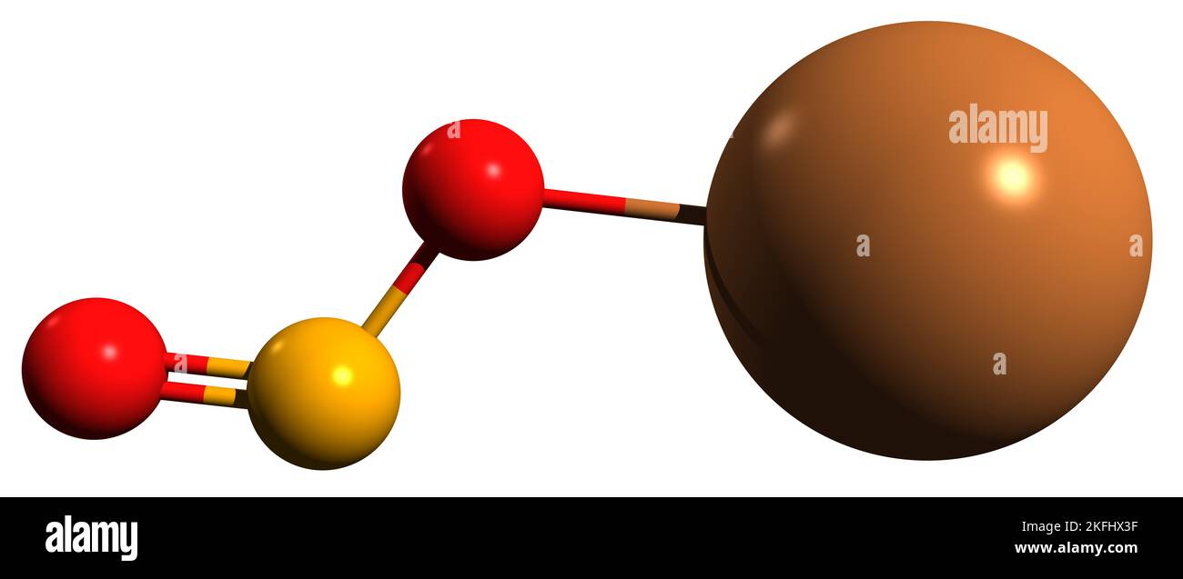3D image of Potassium nitrite skeletal formula - molecular chemical ...