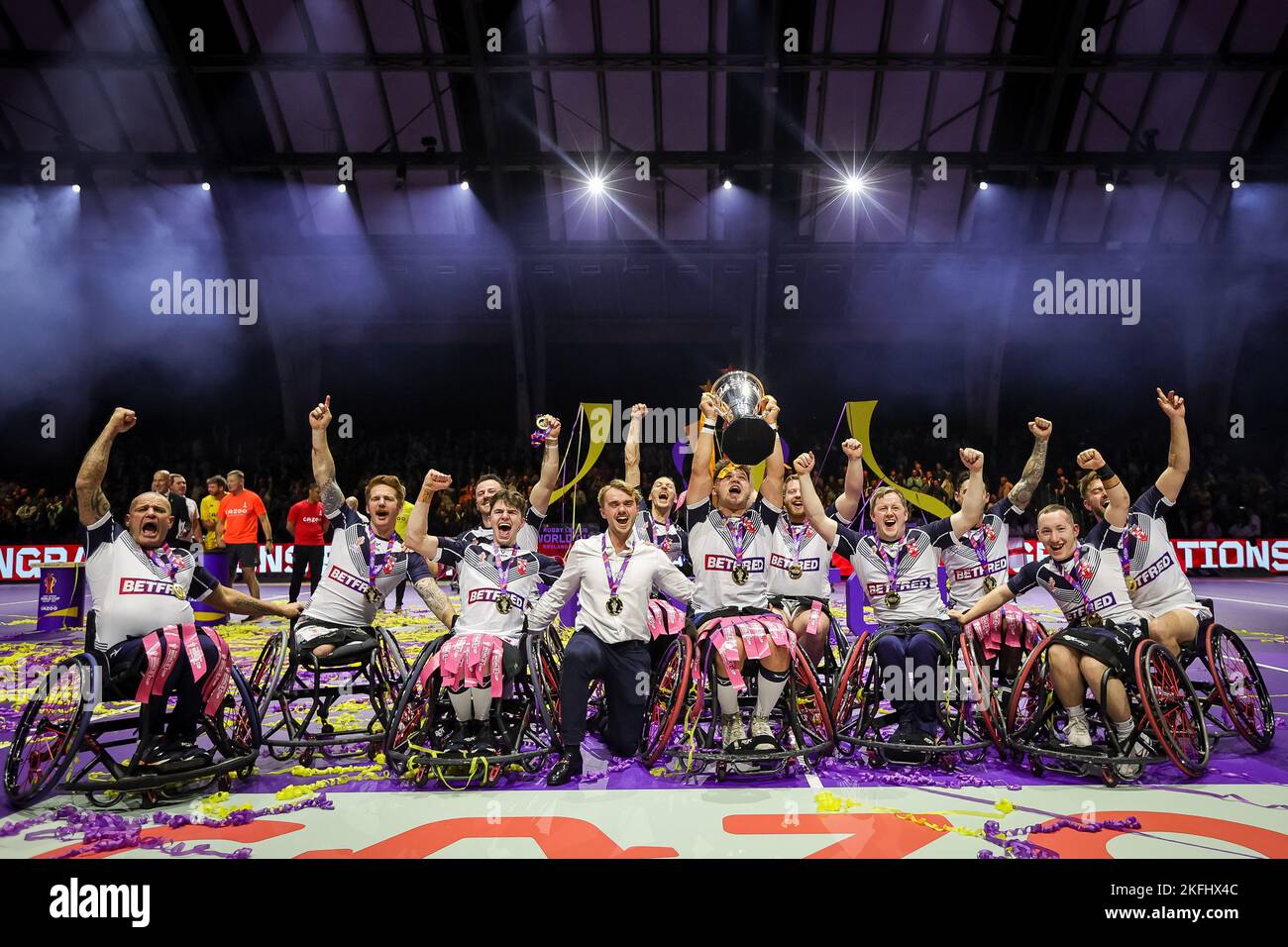 Manchester, UK. 18th Nov, 2022. Tom Halliwell lifts the The Wheelchair ...