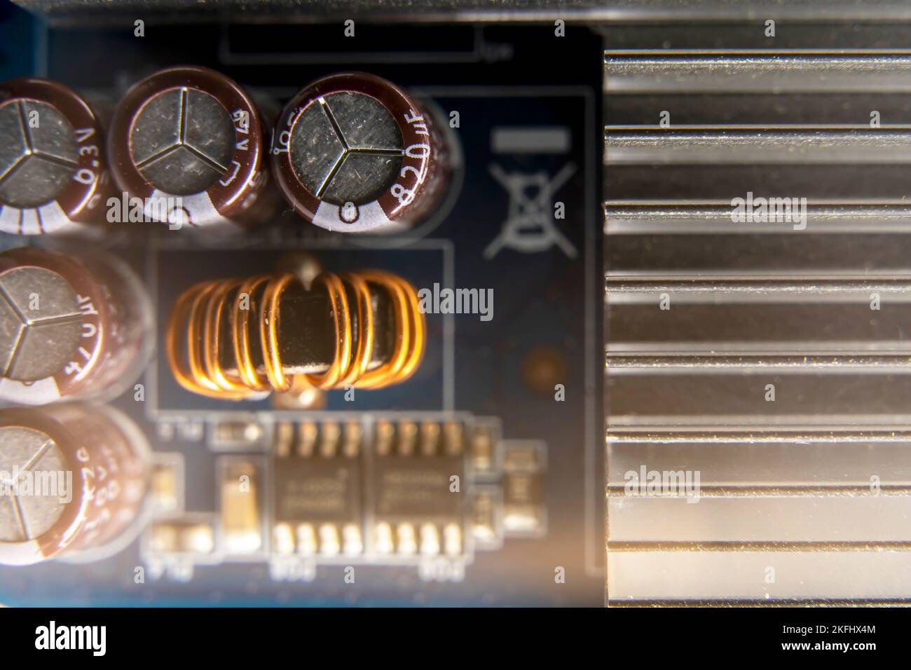 Background of various electronic components on printed circuit board ...