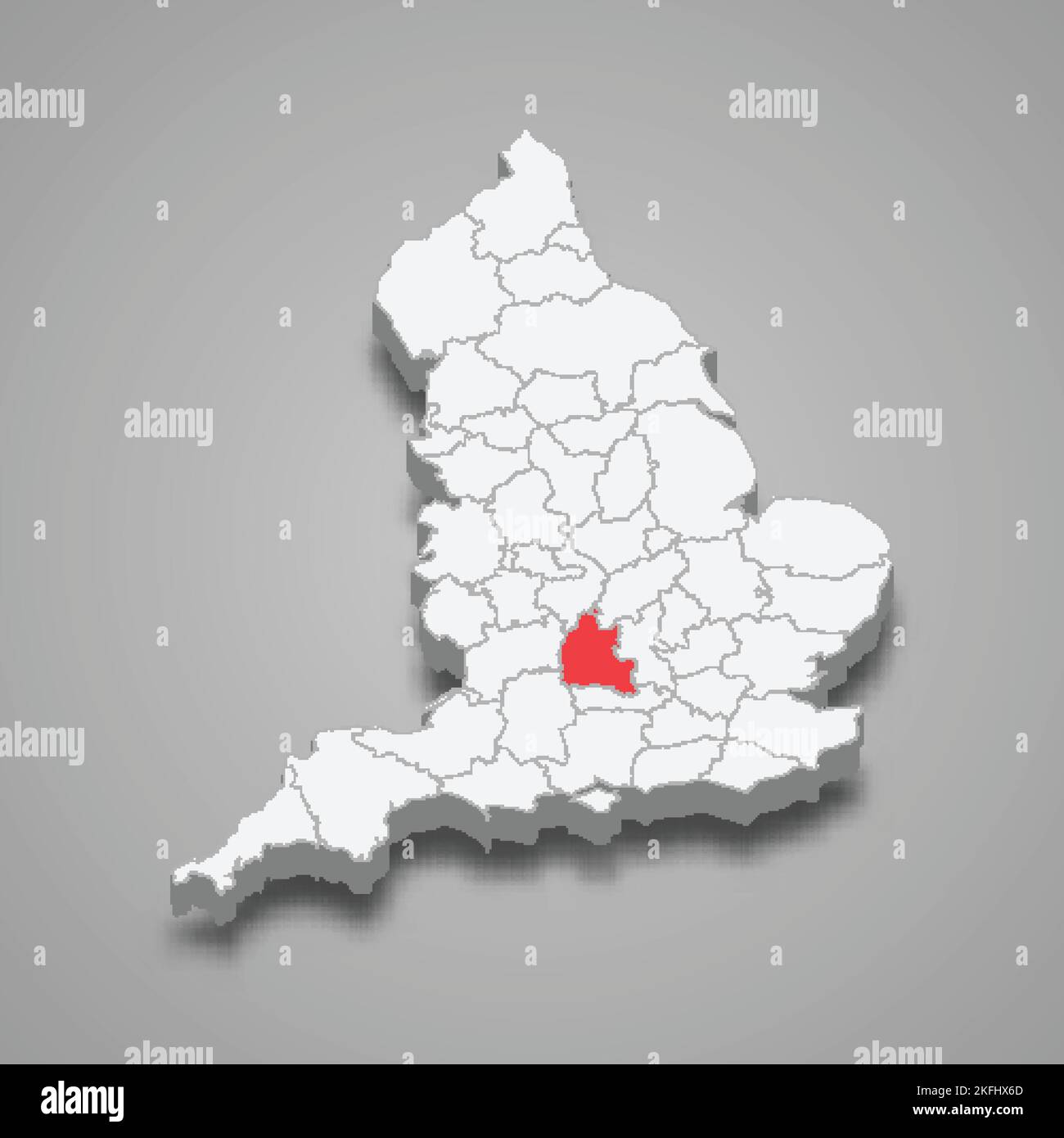 Oxfordshire county location within England 3d isometric map Stock ...