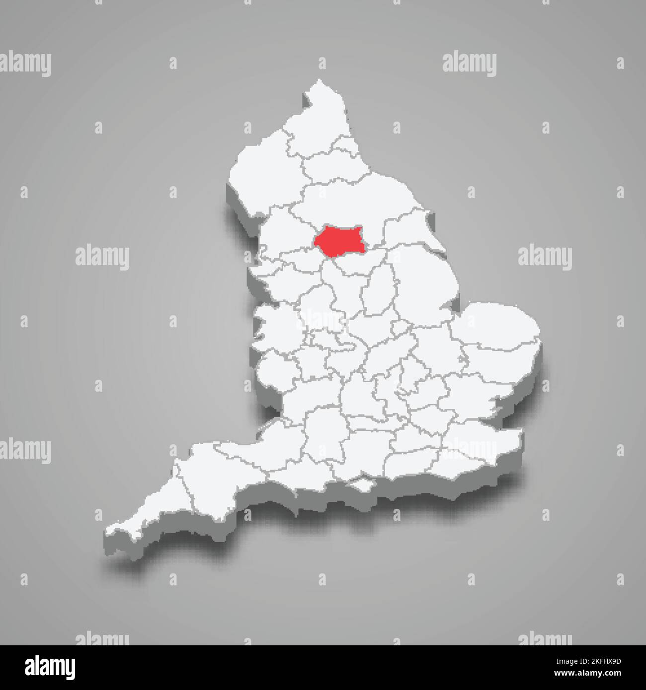 West Yorkshire county location within England 3d isometric map Stock ...