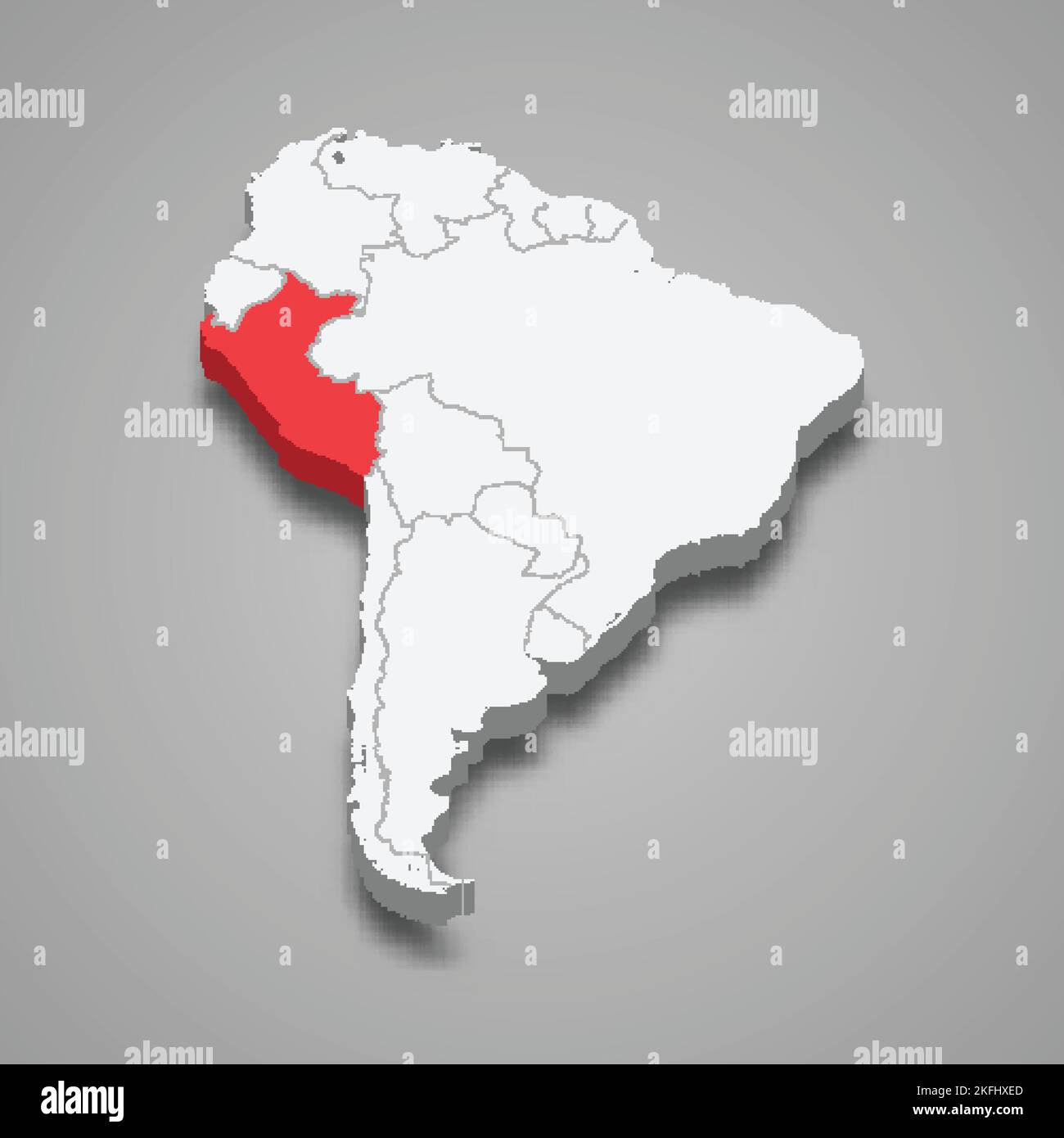Peru country location within South America. 3d isometric map Stock ...