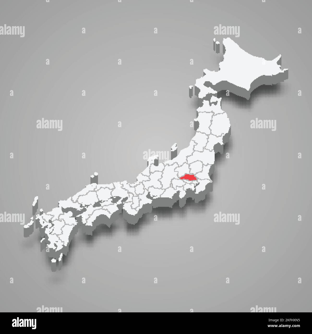 Saitama region location within Japan 3d isometric map Stock Vector ...
