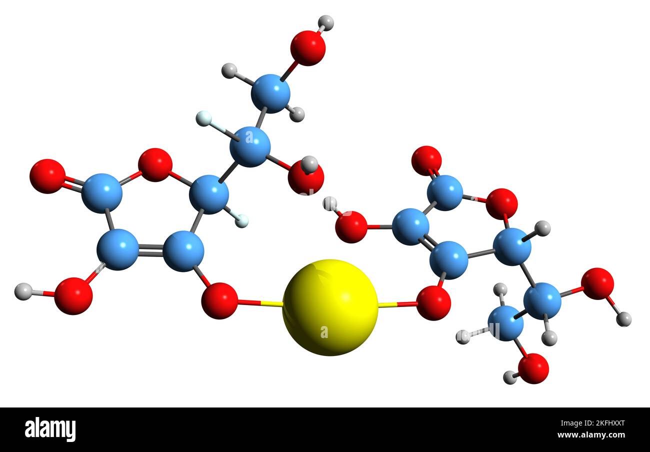 3D image of Calcium isoascorbate skeletal formula - molecular chemical ...