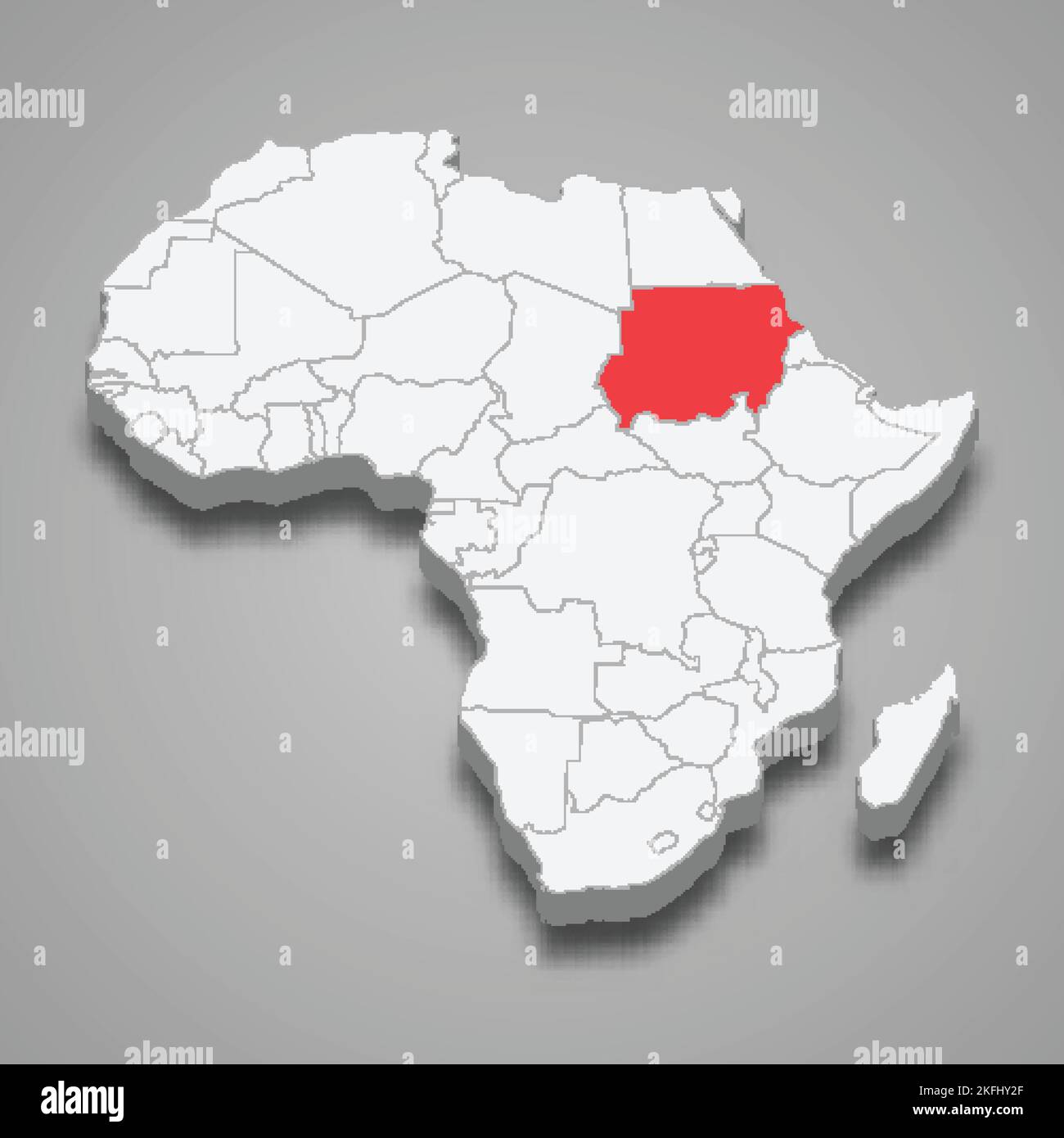 Sudan country location within Africa. 3d isometric map Stock Vector ...