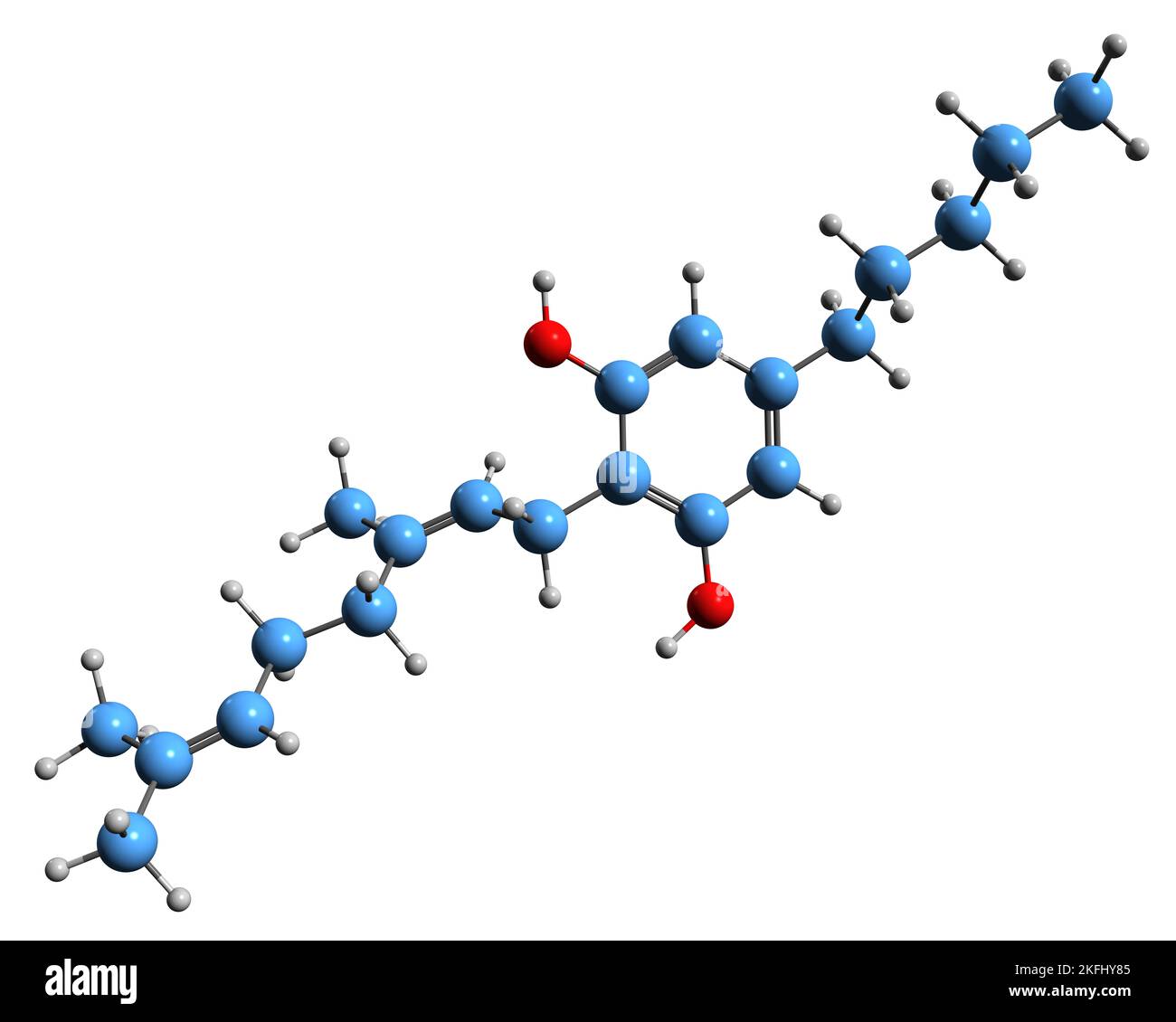 3D image of Cannabigerol skeletal formula - molecular chemical ...