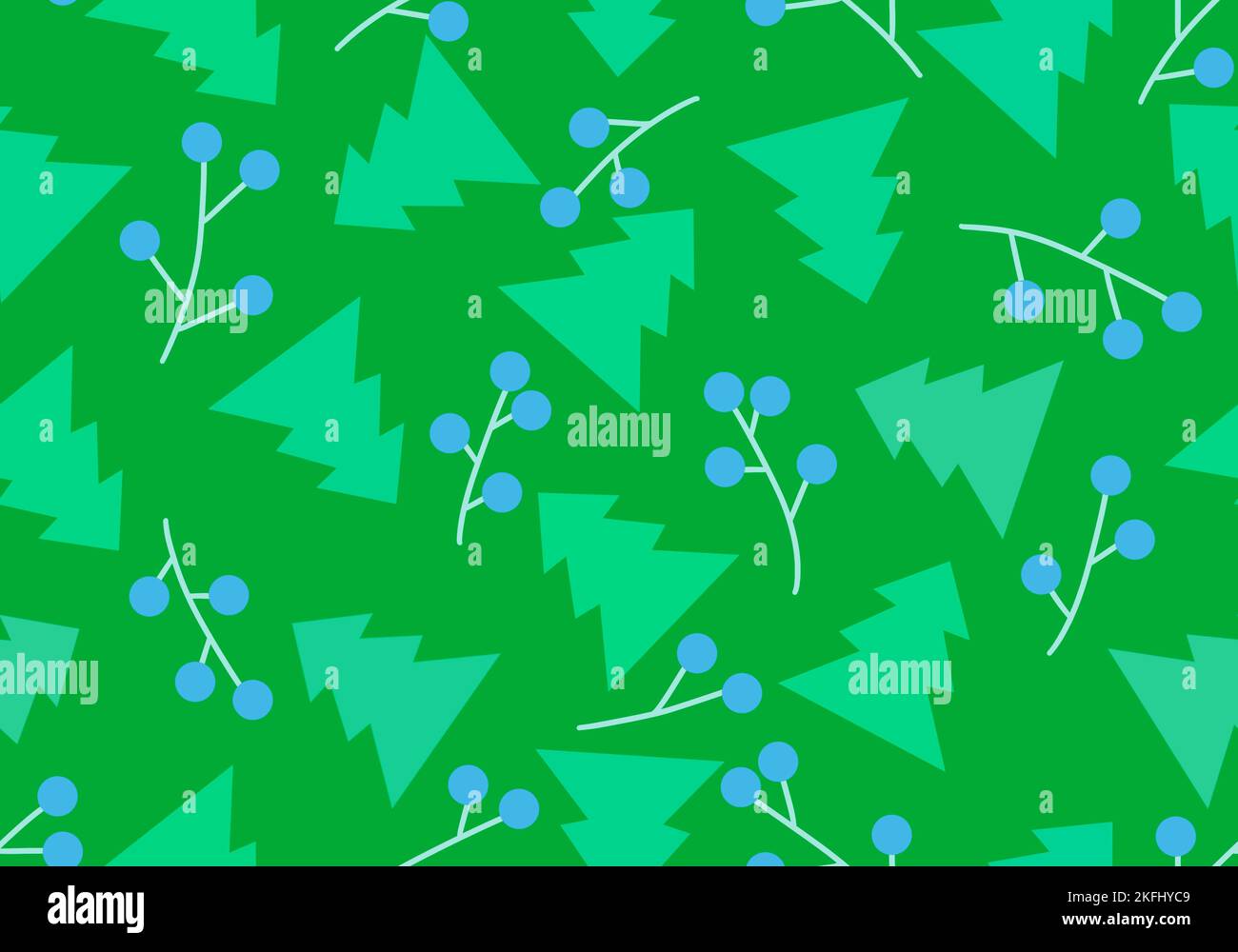 Winter Christmas tree seamless berries branches pattern for wrapping ...