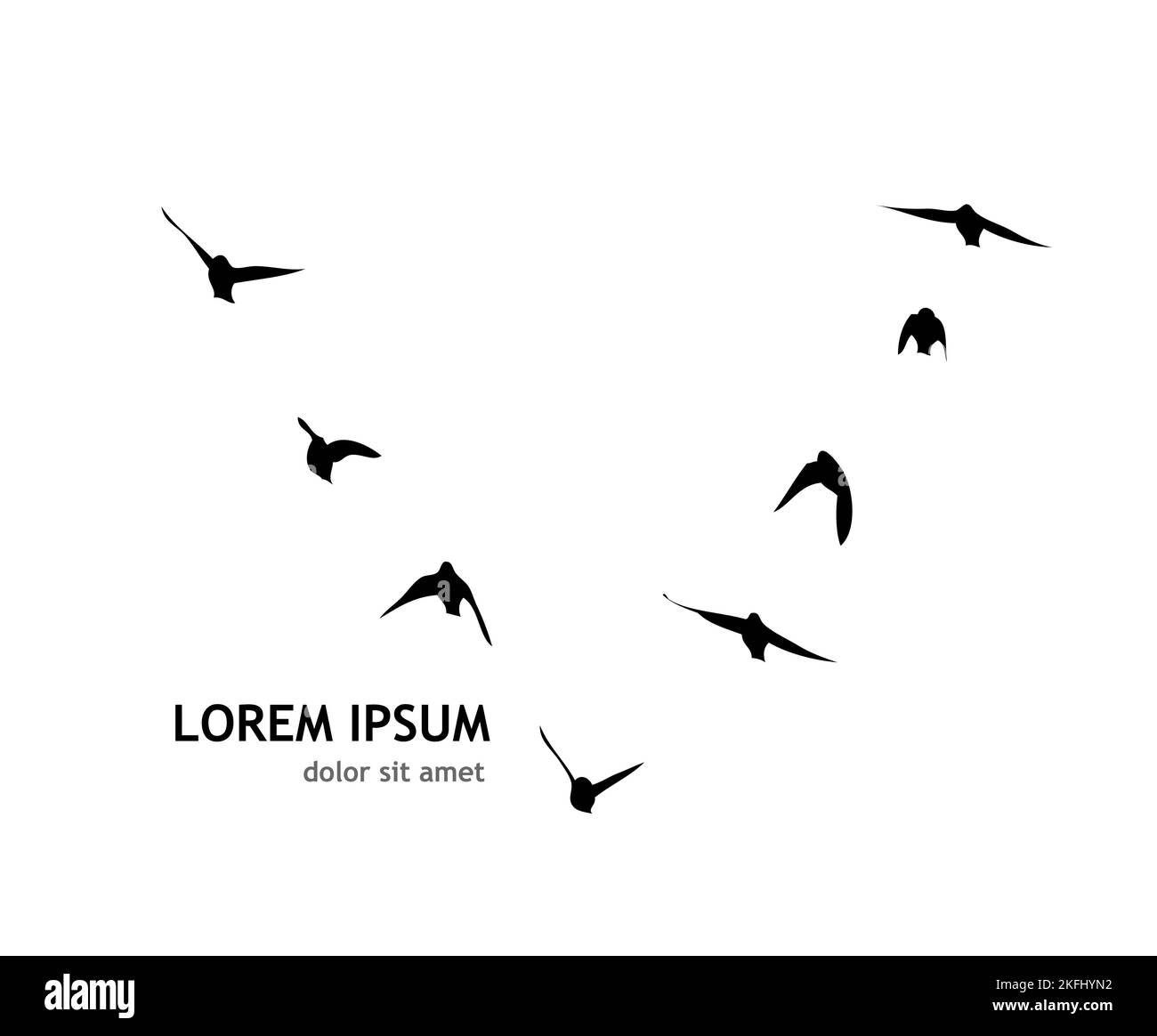 A flock of flying birds. Free birds logo. Vector illustration Stock ...