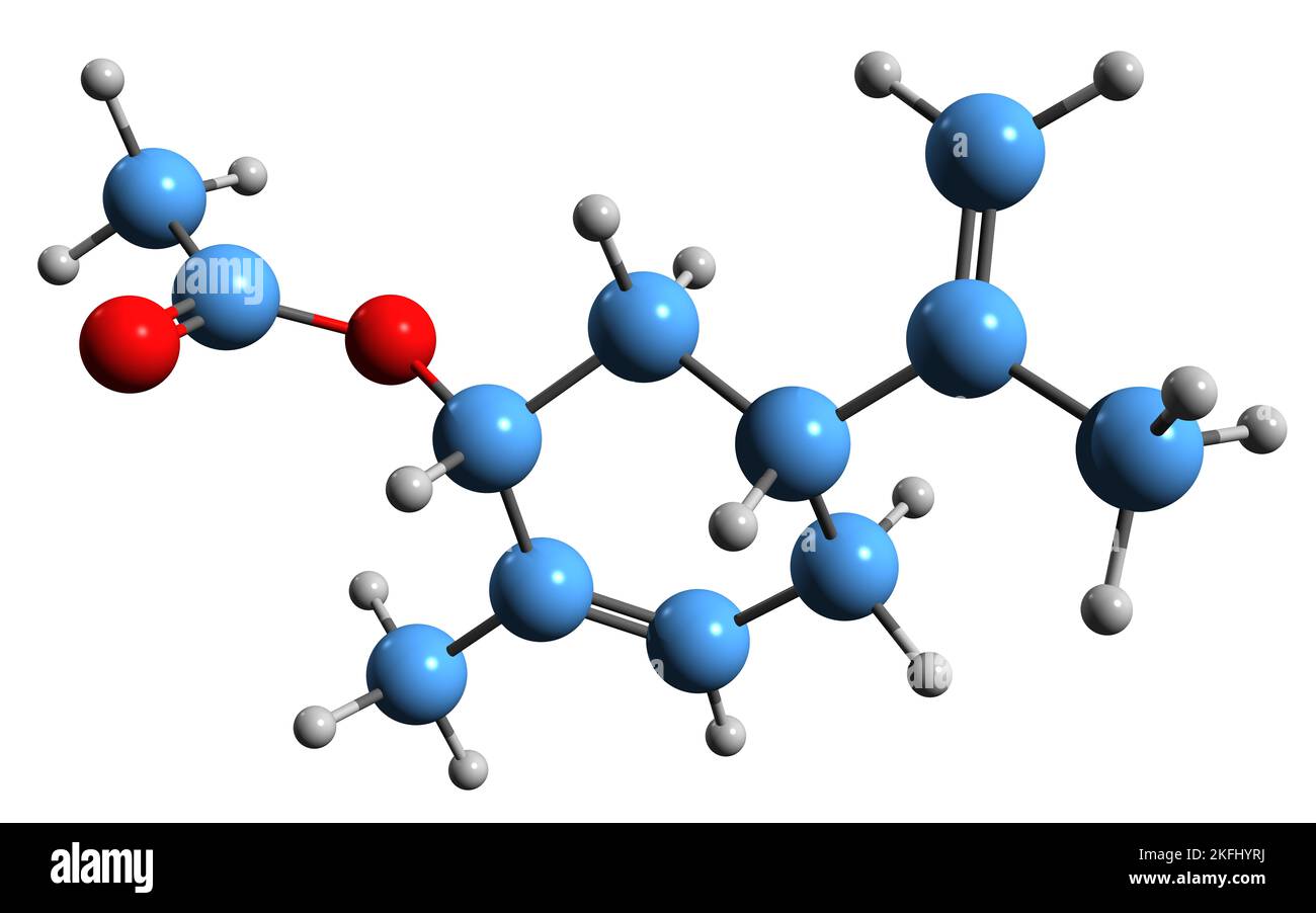 3D image of Carvyl acetate skeletal formula - molecular chemical ...