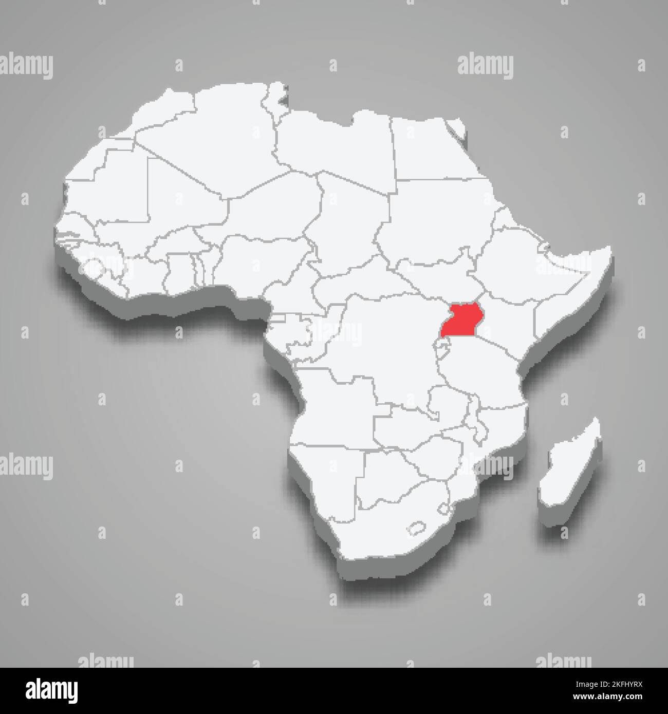 Uganda country location within Africa. 3d isometric map Stock Vector ...