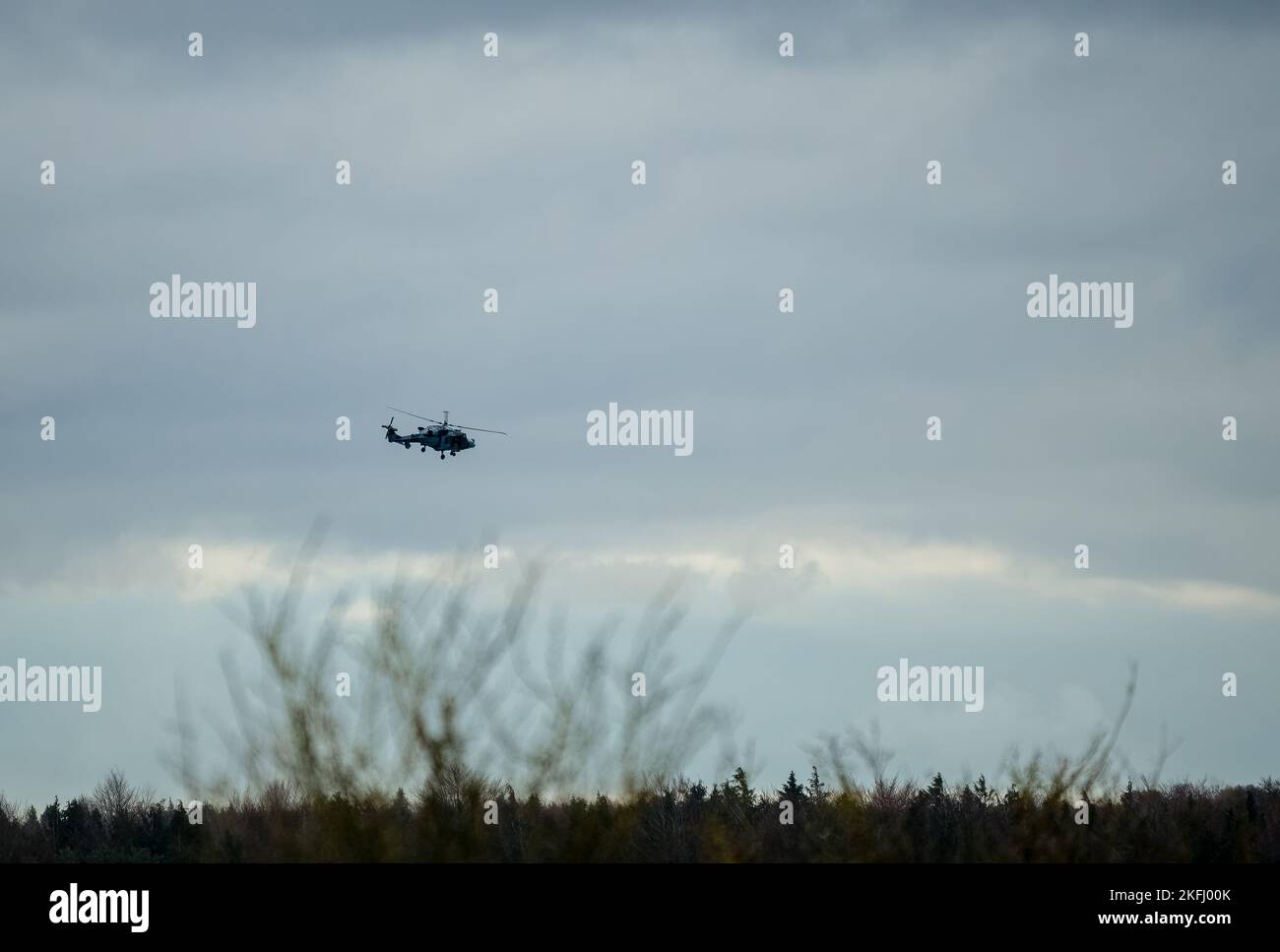 British army AgustaWestland AW159 Wildcat AH1 helicopter flying low ...