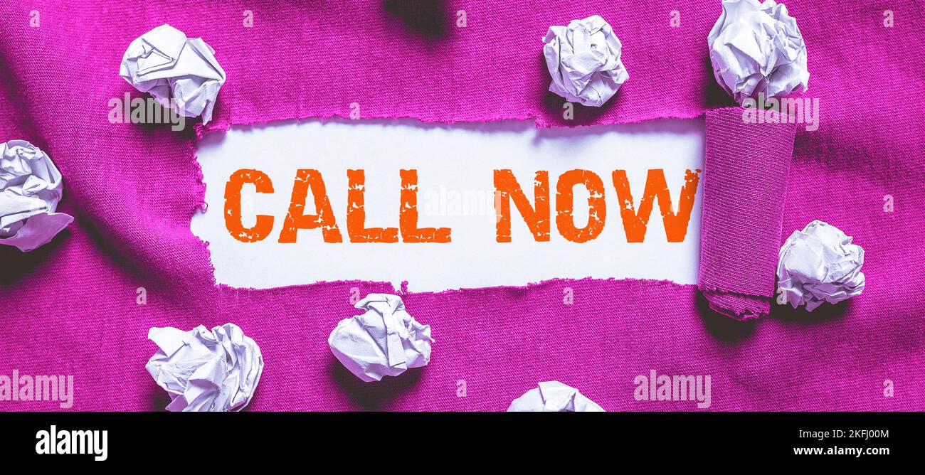 Text caption presenting Call Now, Word Written on To immediately ...