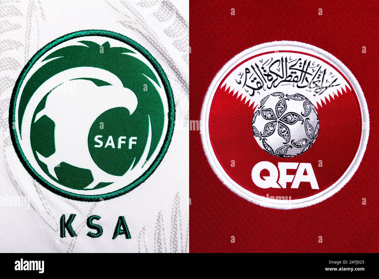 Close up of National Football team crest on home kit. FIFA World Cup ...