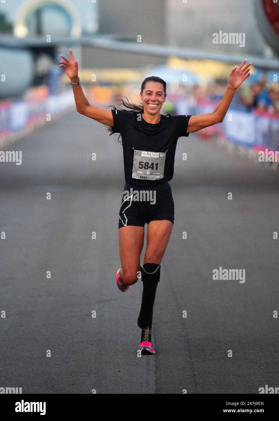 Paralympian Grace Norman approaches the finish line as the female ...