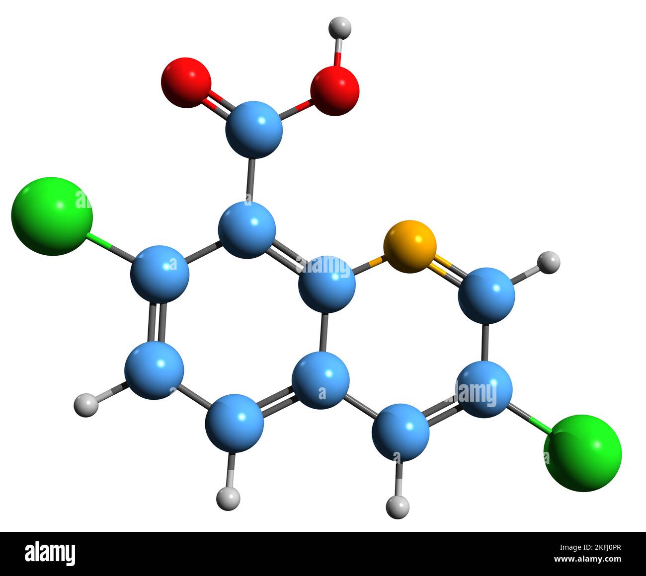 3D image of Quinclorac skeletal formula - molecular chemical structure ...