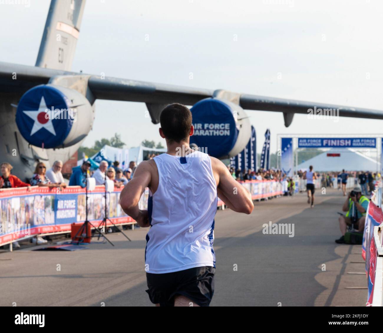 Runners participate in the 2022 Air Force Marathon at Wright-Patterson Air Force Base, Ohio ...