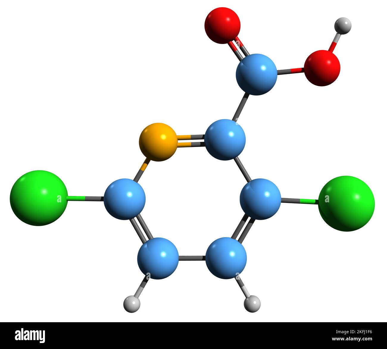 3D image of Clopyralid skeletal formula - molecular chemical structure ...