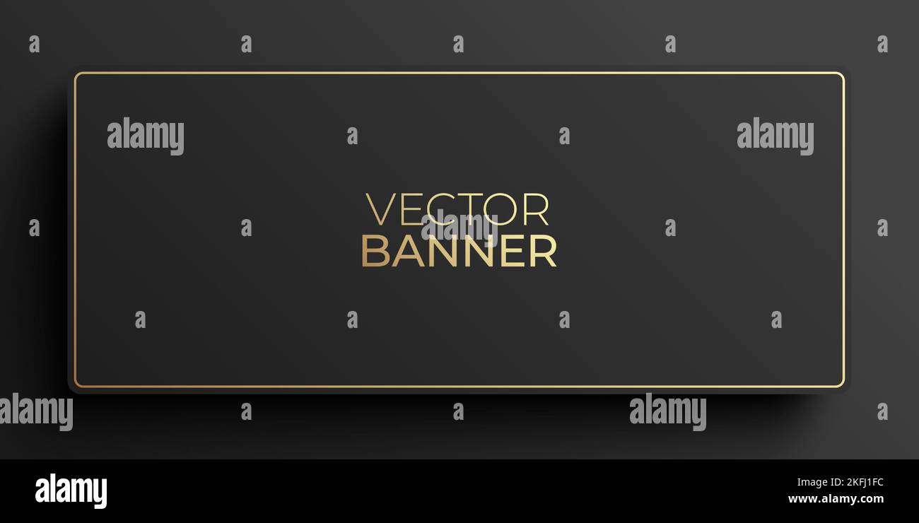 Exclusive looking black horizontal background with golden contour ...
