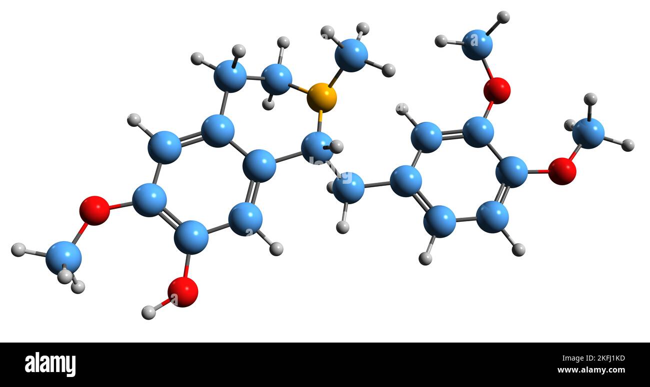 3D image of Codamine skeletal formula - molecular chemical structure of ...
