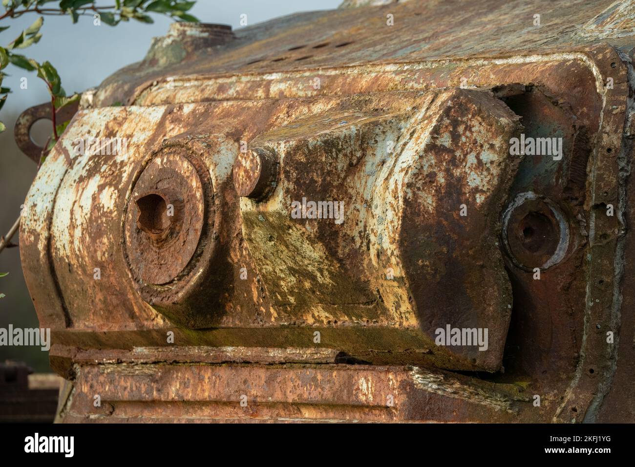 rust covered carcass of an abandoned wrecked rusting British Centurion ...