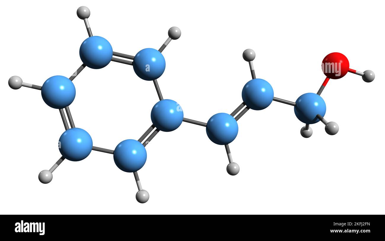 3D image of Cinnamyl alcohol skeletal formula - molecular chemical ...