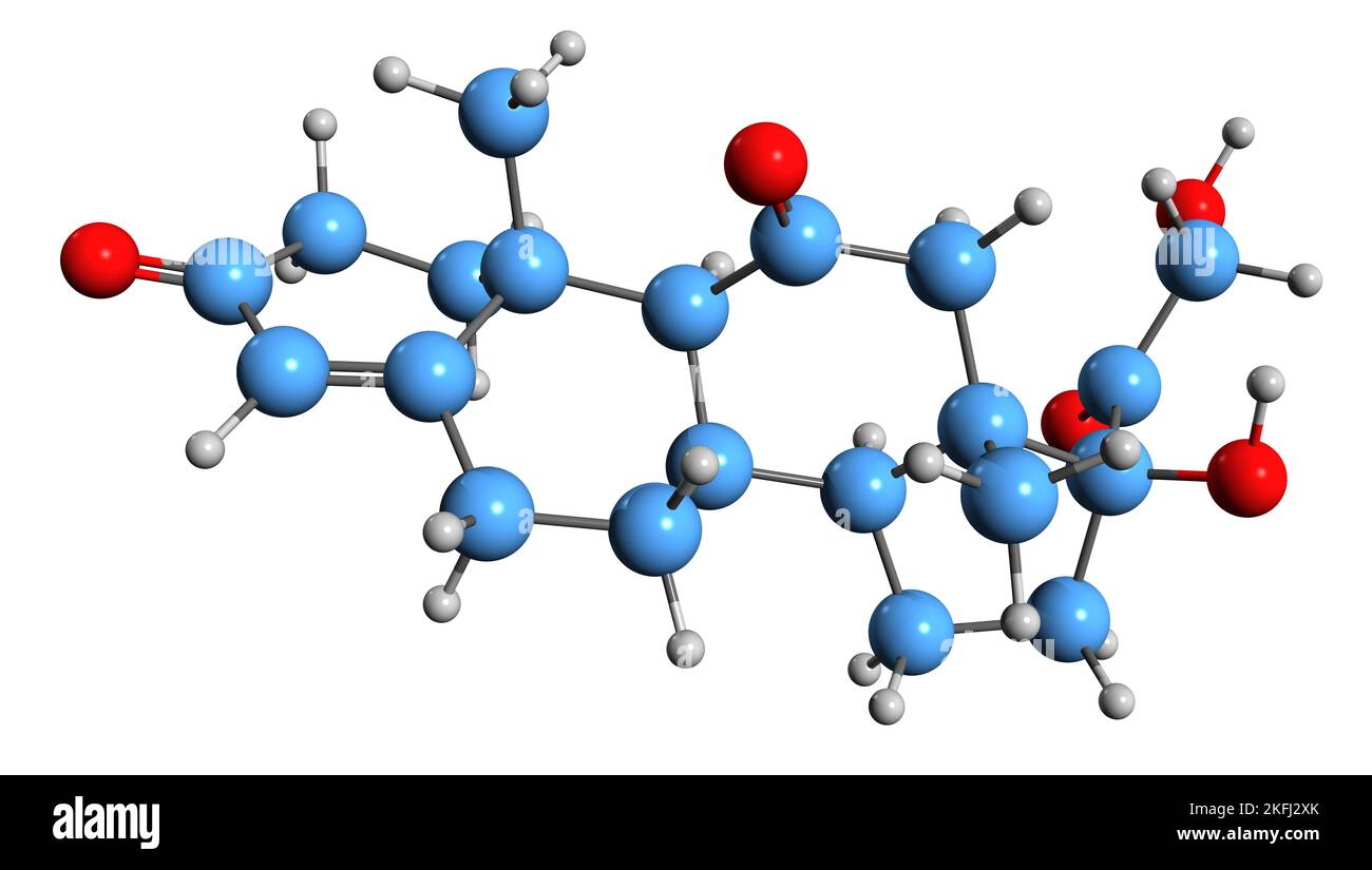 3D image of Cortisone skeletal formula - molecular chemical structure of steroid hormone ...