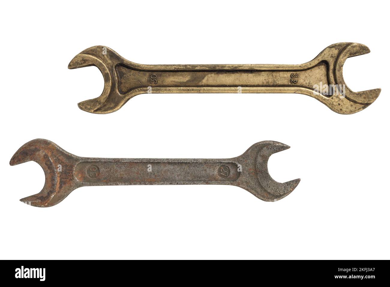 Old rusty wrenches, spanners isolated on white background Stock Photo ...